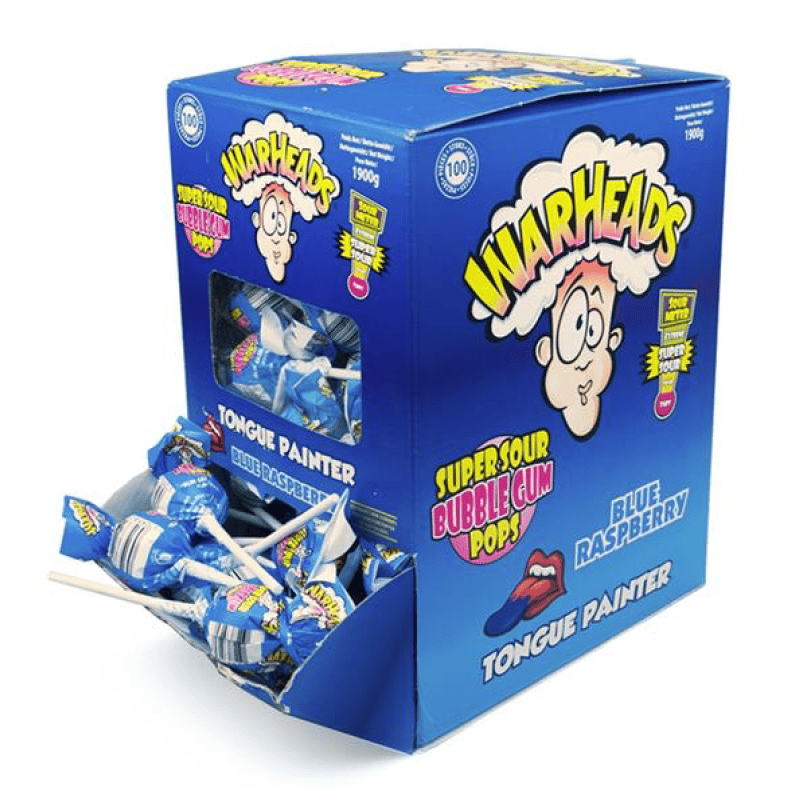 Warheads Lollipop Blue Raspberry 100-pack - Tasty America- American ...